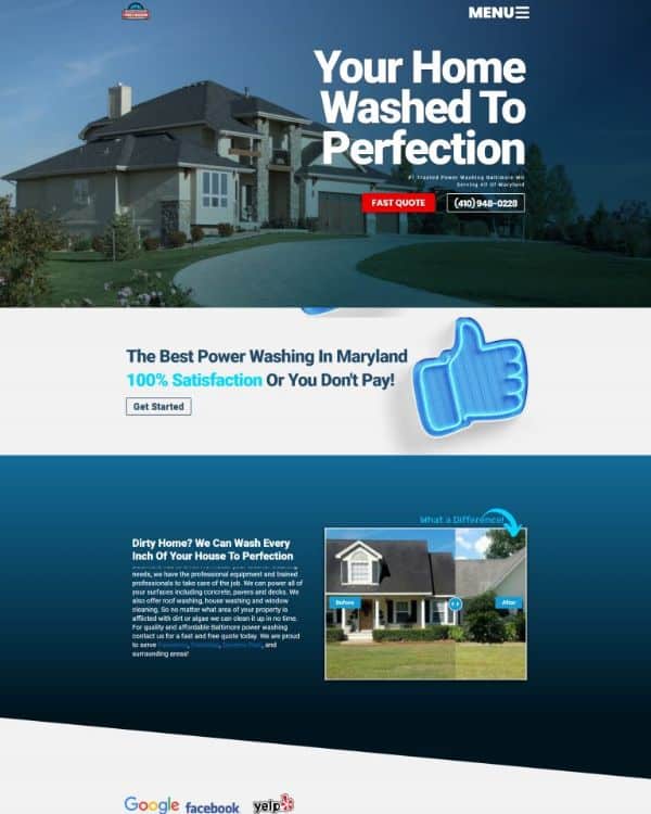 Web Design For Professional Power Washing 180 Sites